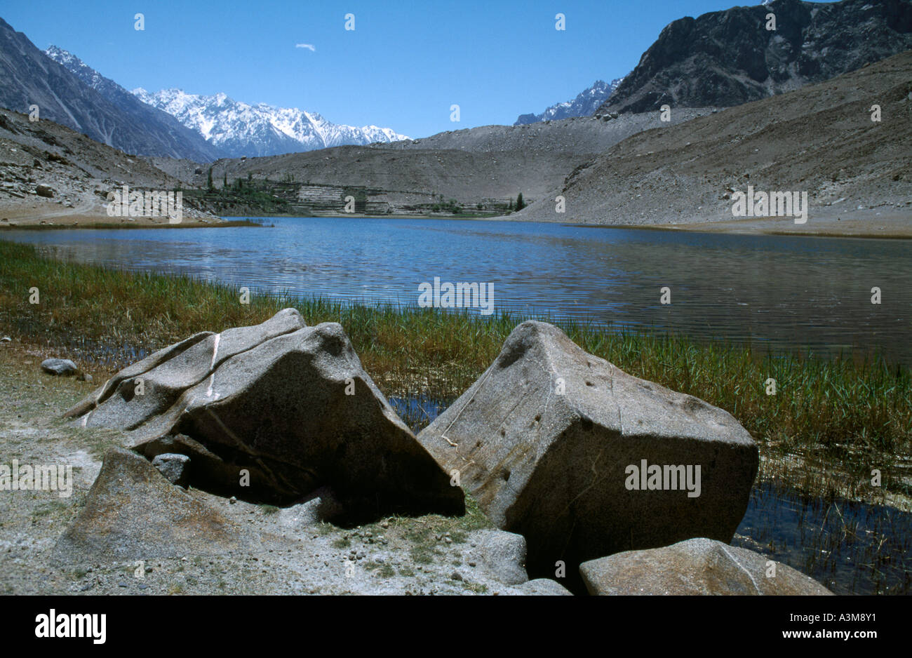 Borit Lake near Ghulkin, Upper Hunza valley, Pakistan Stock Photo - Alamy