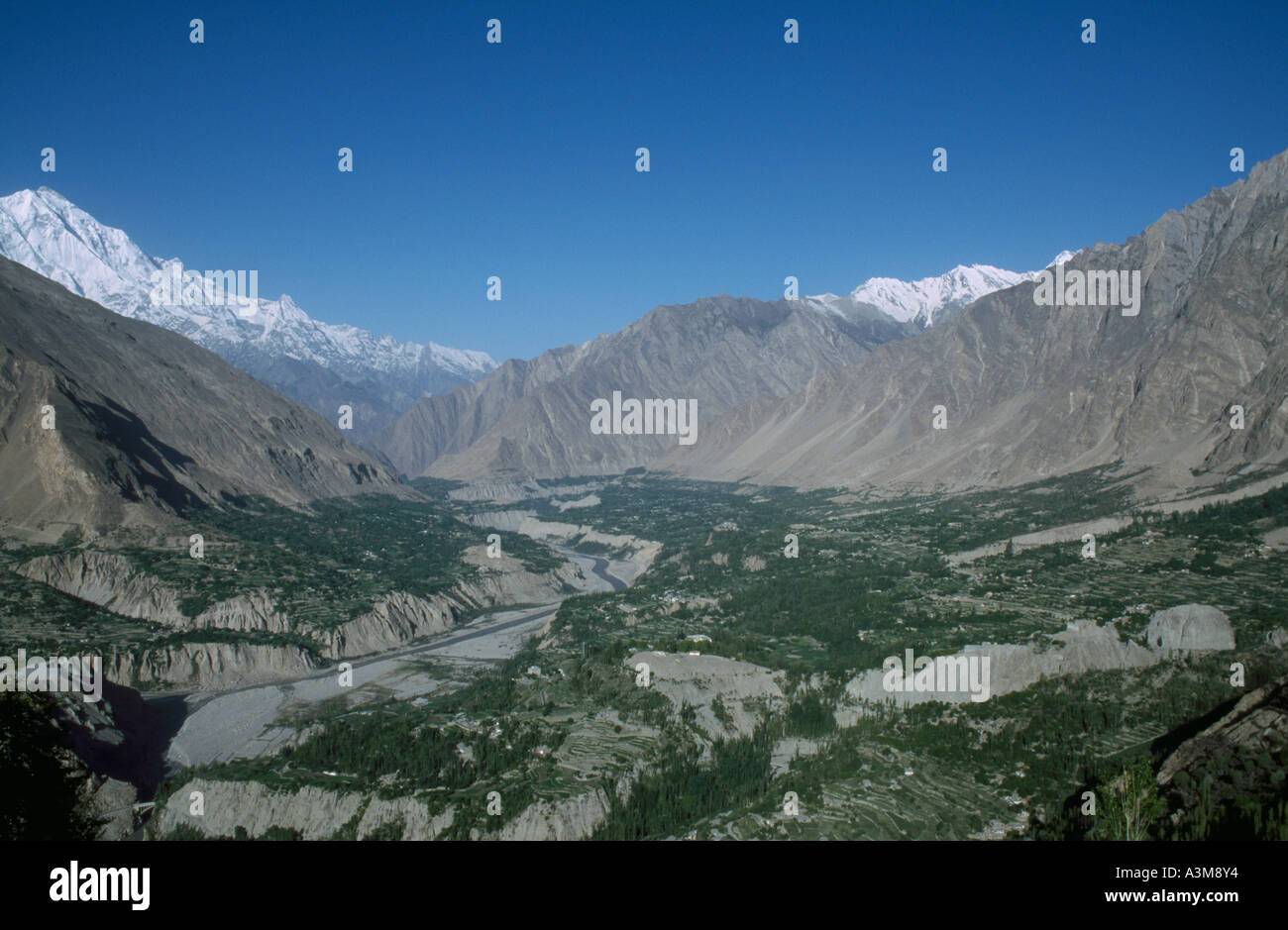 View of the Hunza valley from Duiker village near Karimabad, Hunza ...