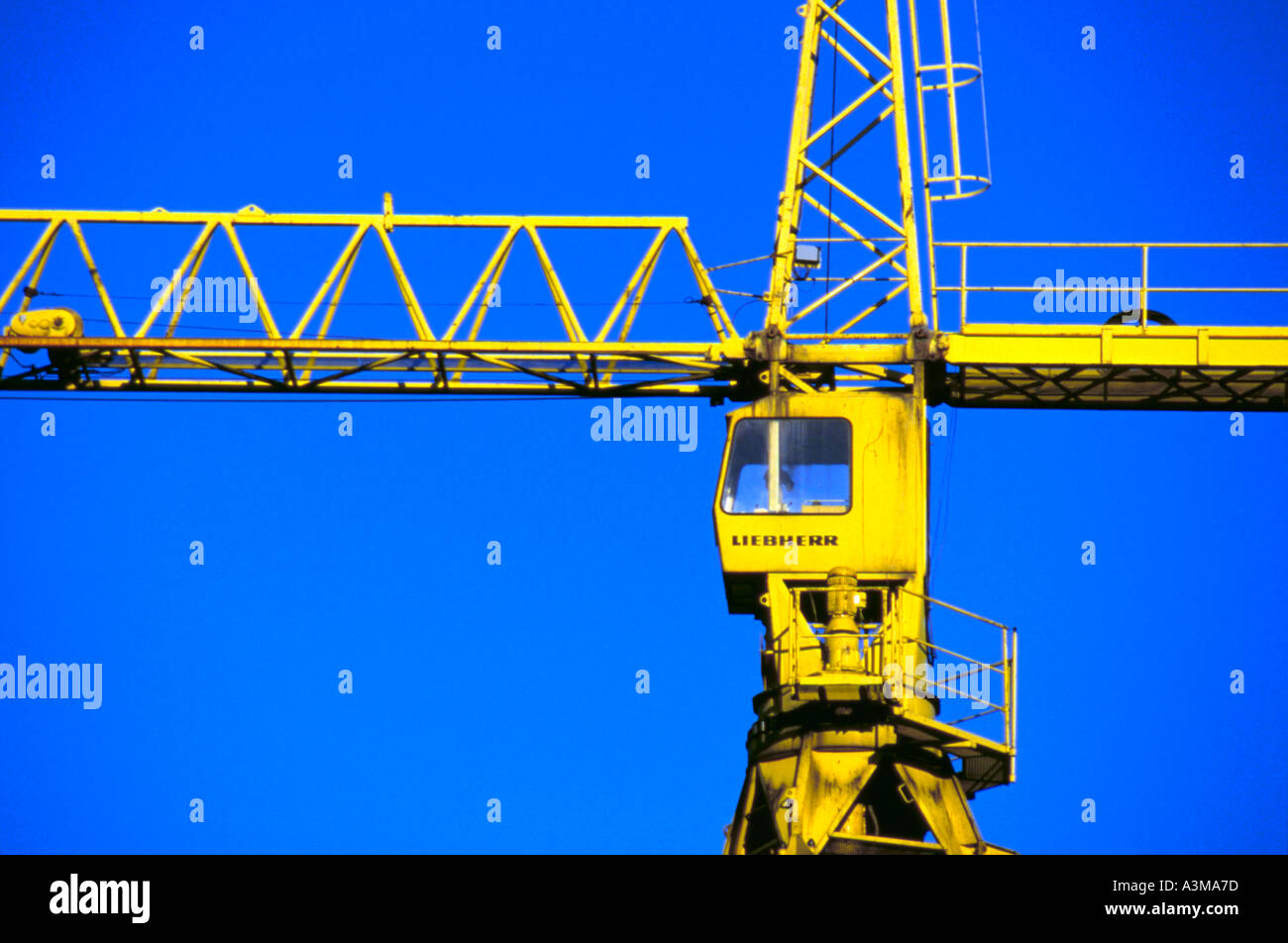 Cab and boom of a tower crane, England, UK Stock Photo - Alamy