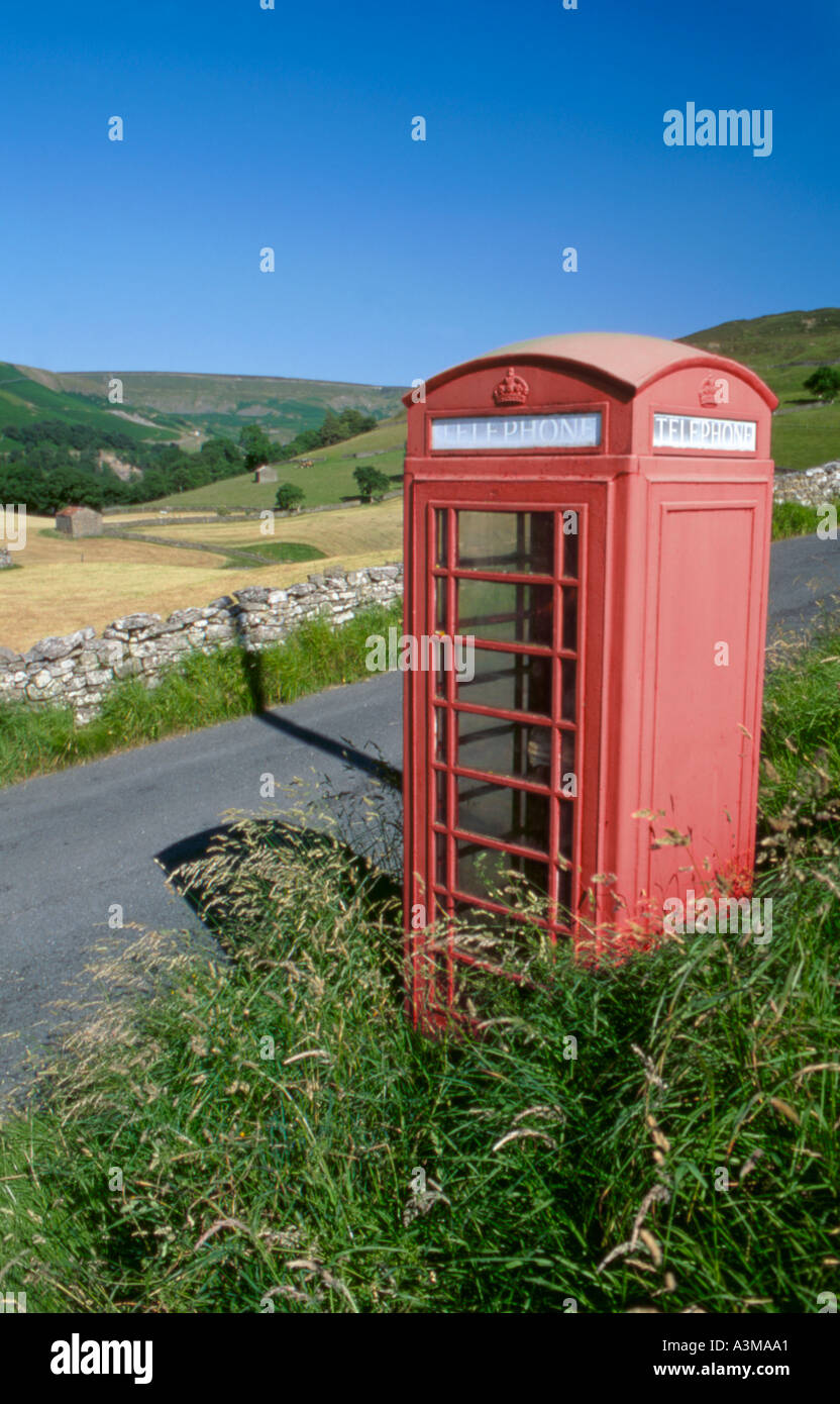 Classic red painted Gilbert Scott designed cast iron telephone box ...