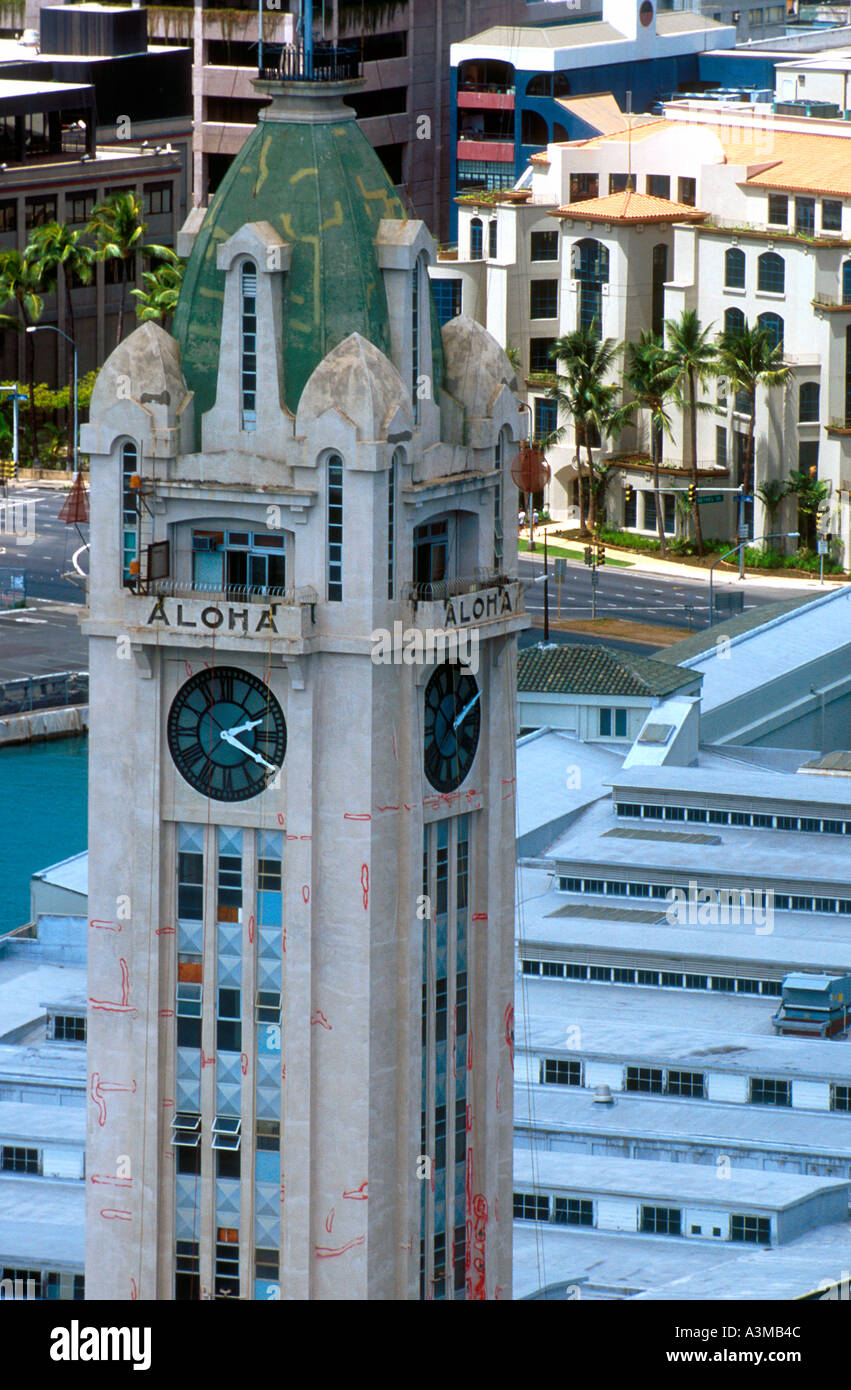 Aloha Tower downtown Honolulu Hawaii USA Stock Photo - Alamy