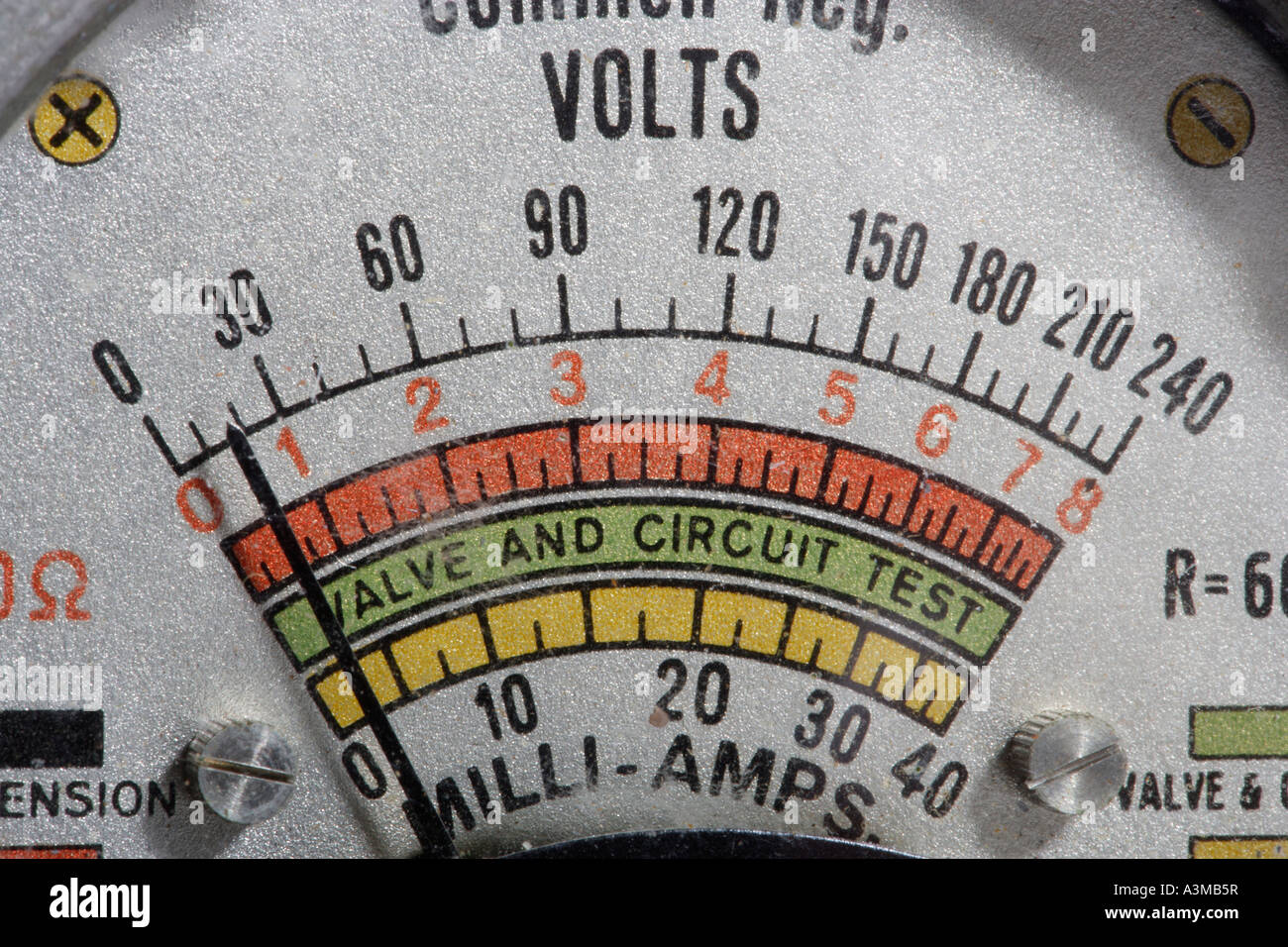 Old volt meter display and needle Stock Photo - Alamy
