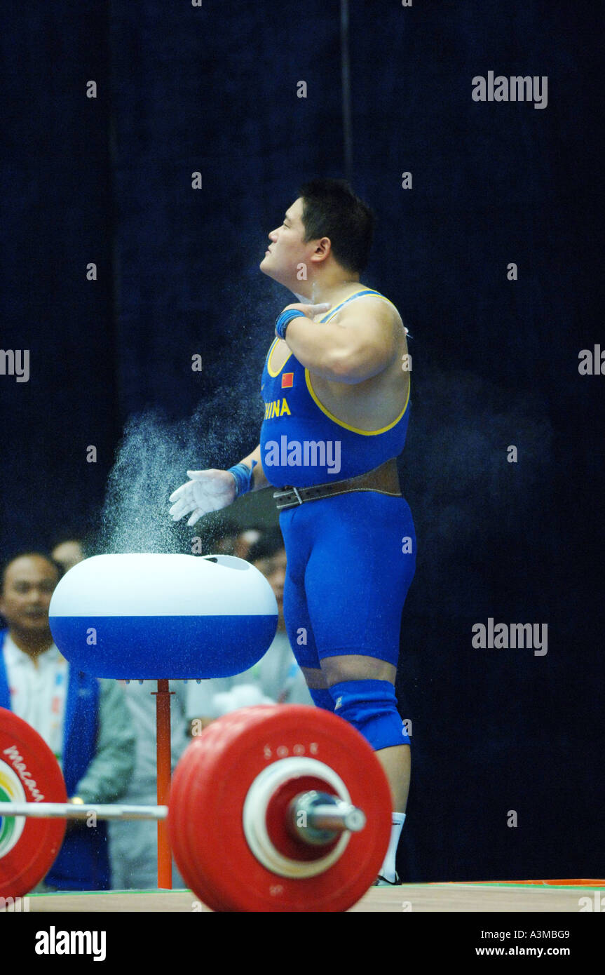 athlete on weightlifting competition Stock Photo - Alamy