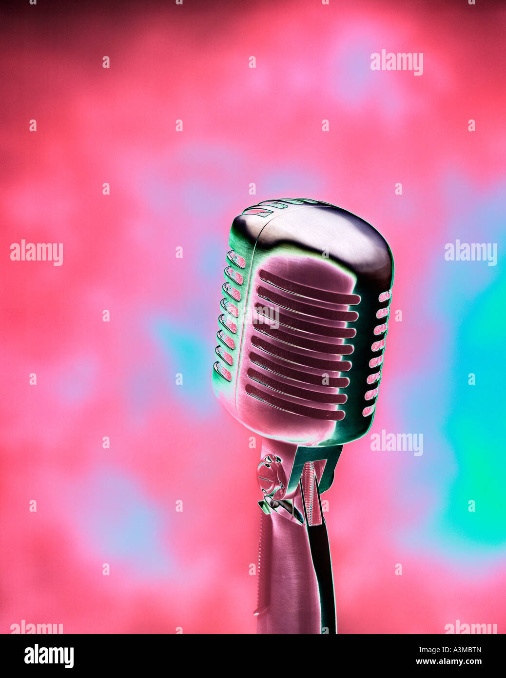 old style classic vintage antique microphone abstract color background ...