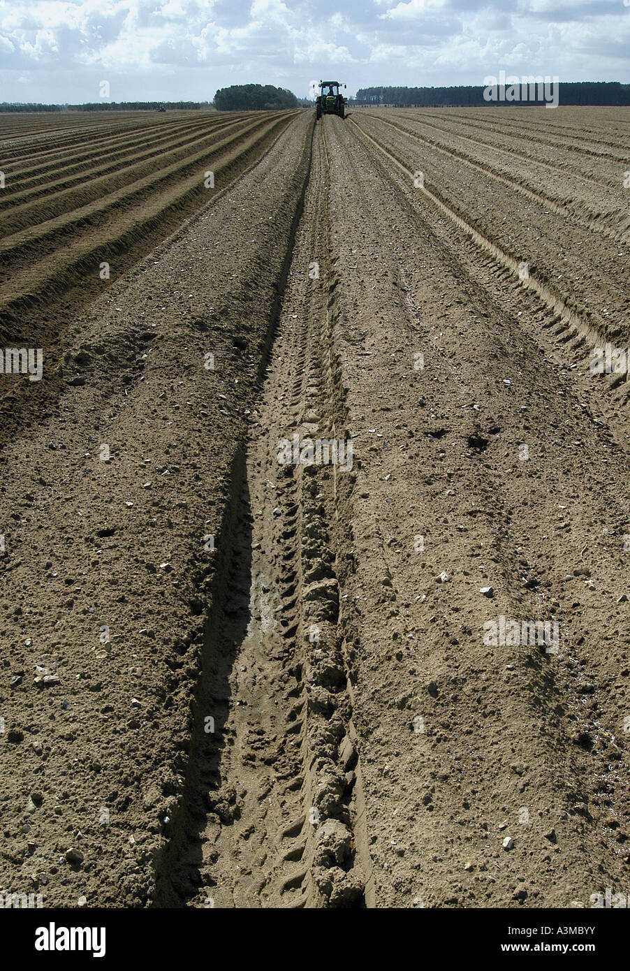 Tractor ploughing through field Stock Photo - Alamy