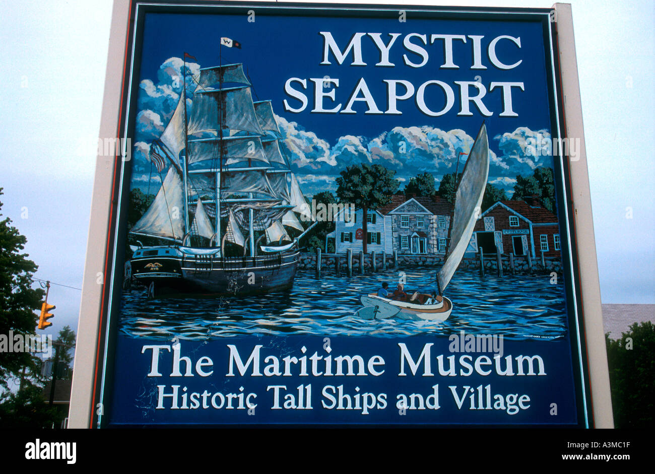 Mystic Seaport museum sign Mystic Connecticut USA Stock Photo - Alamy