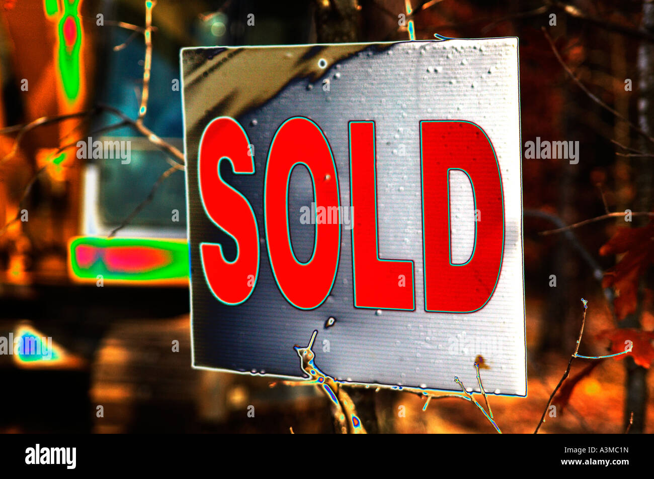 SOLD sign post business real estate commercial residential Stock Photo ...