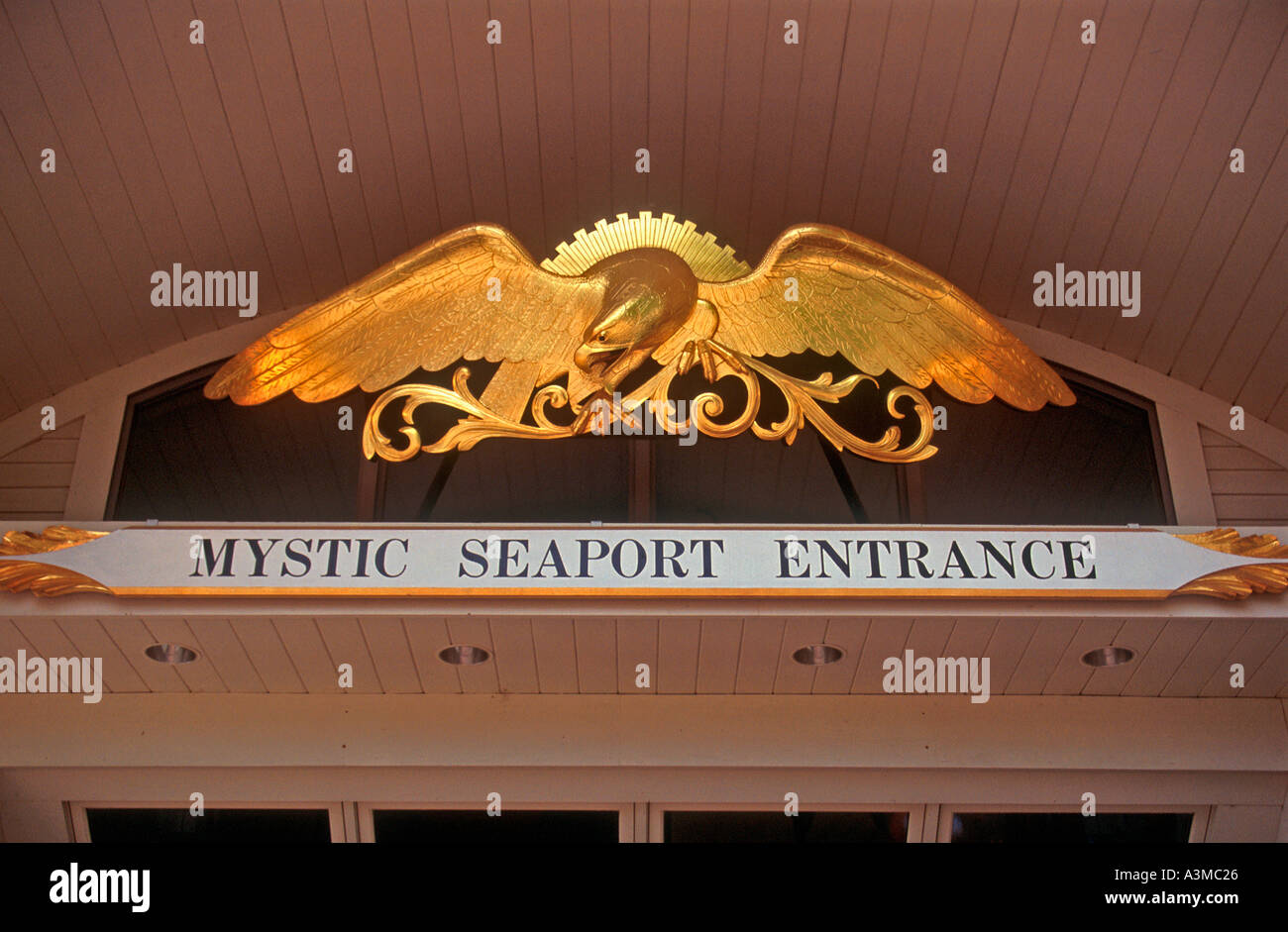 Entrance sign at Mystic Seaport museum Mystic Connecticut USA Stock ...