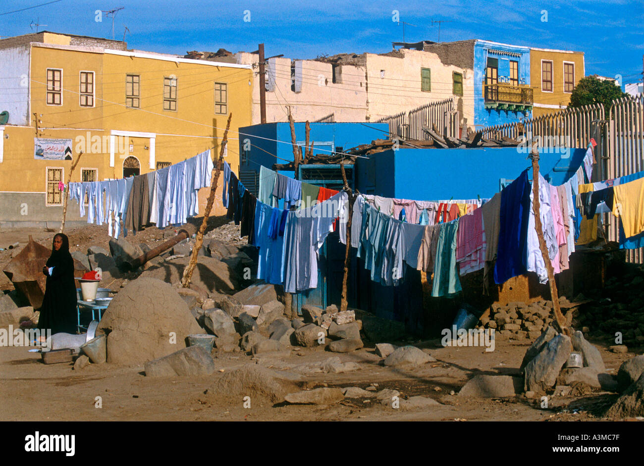 Laundry hanging out to dry Egypt Stock Photo - Alamy