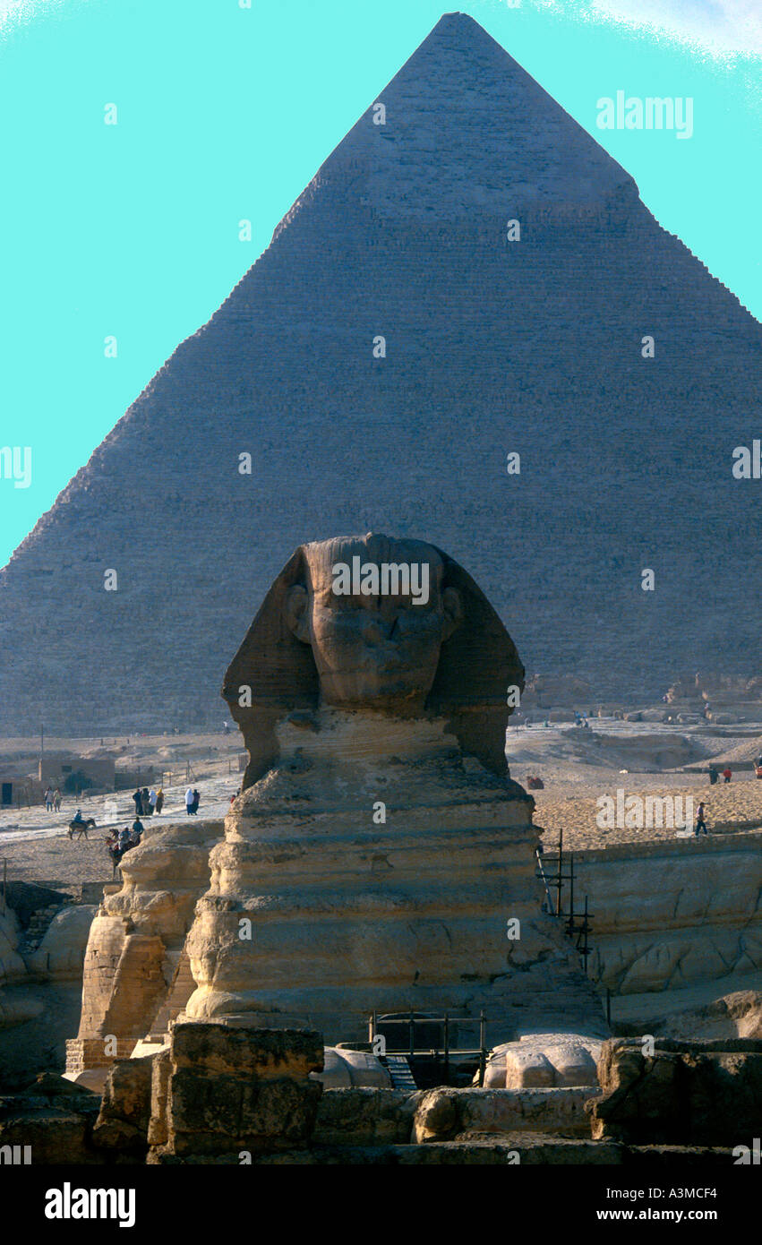 Sphinx and Great Pyramid Giza Egypt Stock Photo - Alamy