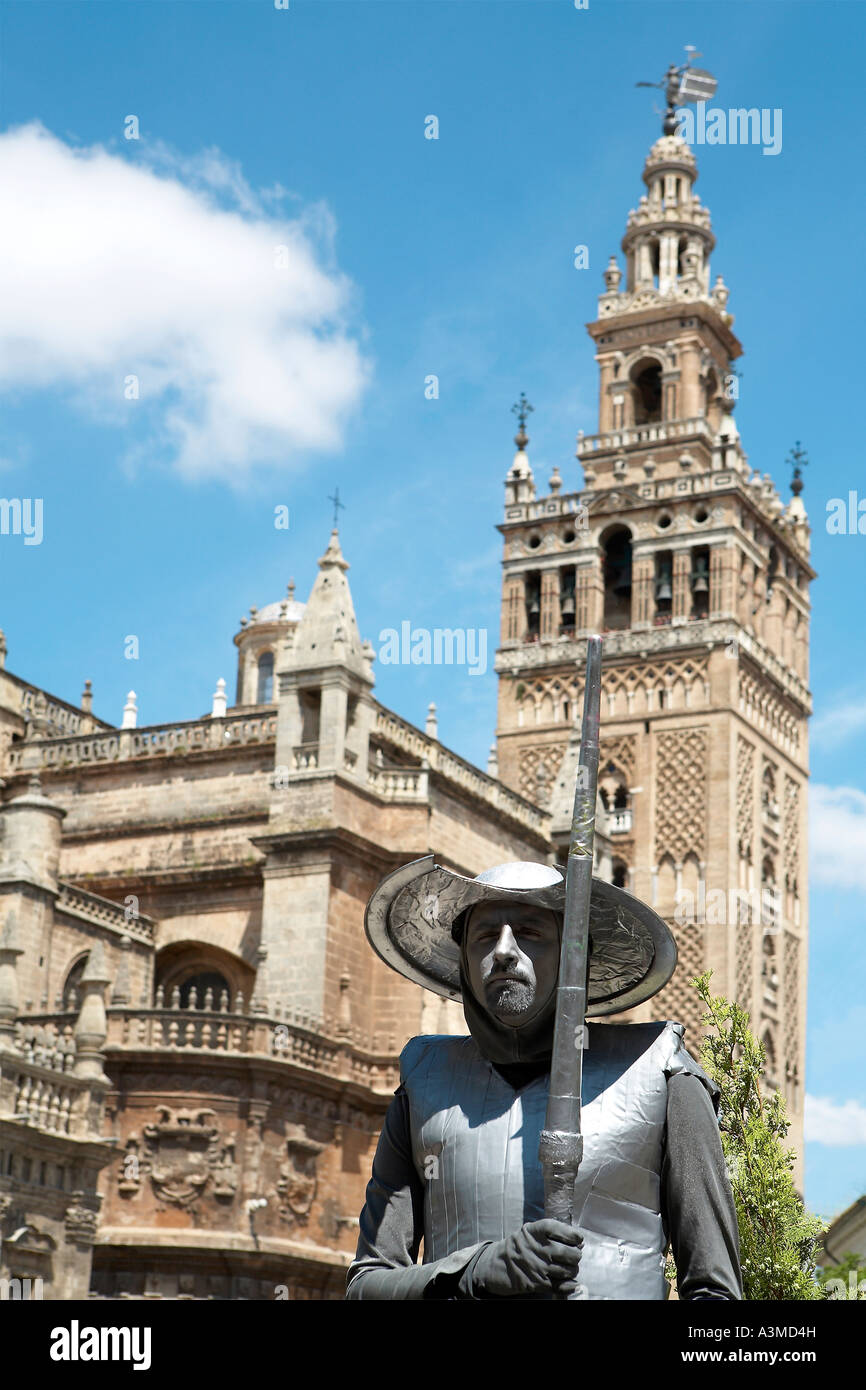 Cathedral, Seville in Background with a Performance artist in ...