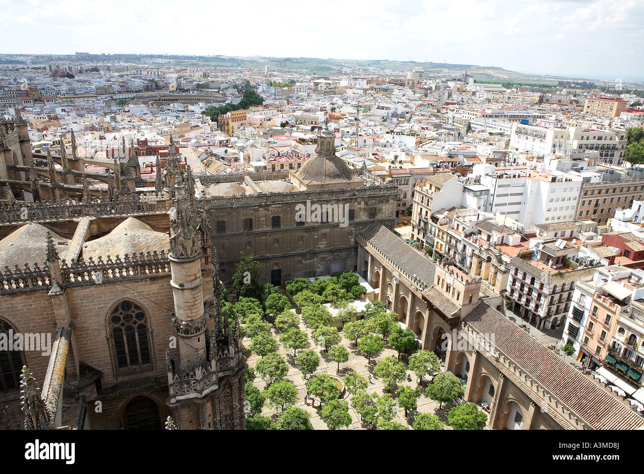 View from La Giralda Tower,Cathedral of Seville, looking over the ...