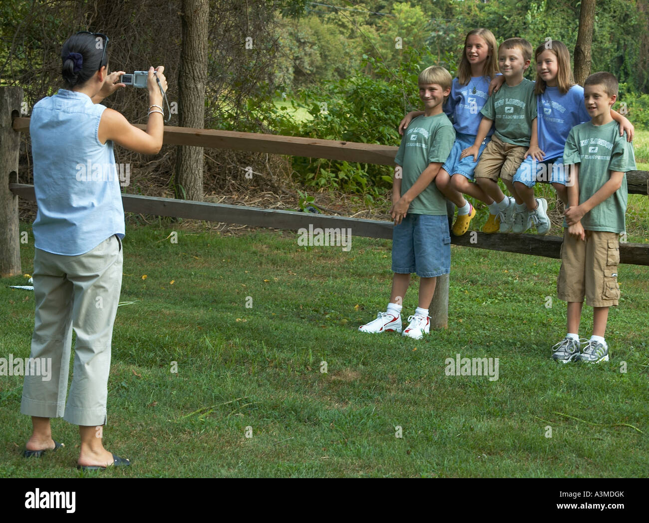 family group photograph picture summer picnic outing Stock Photo - Alamy