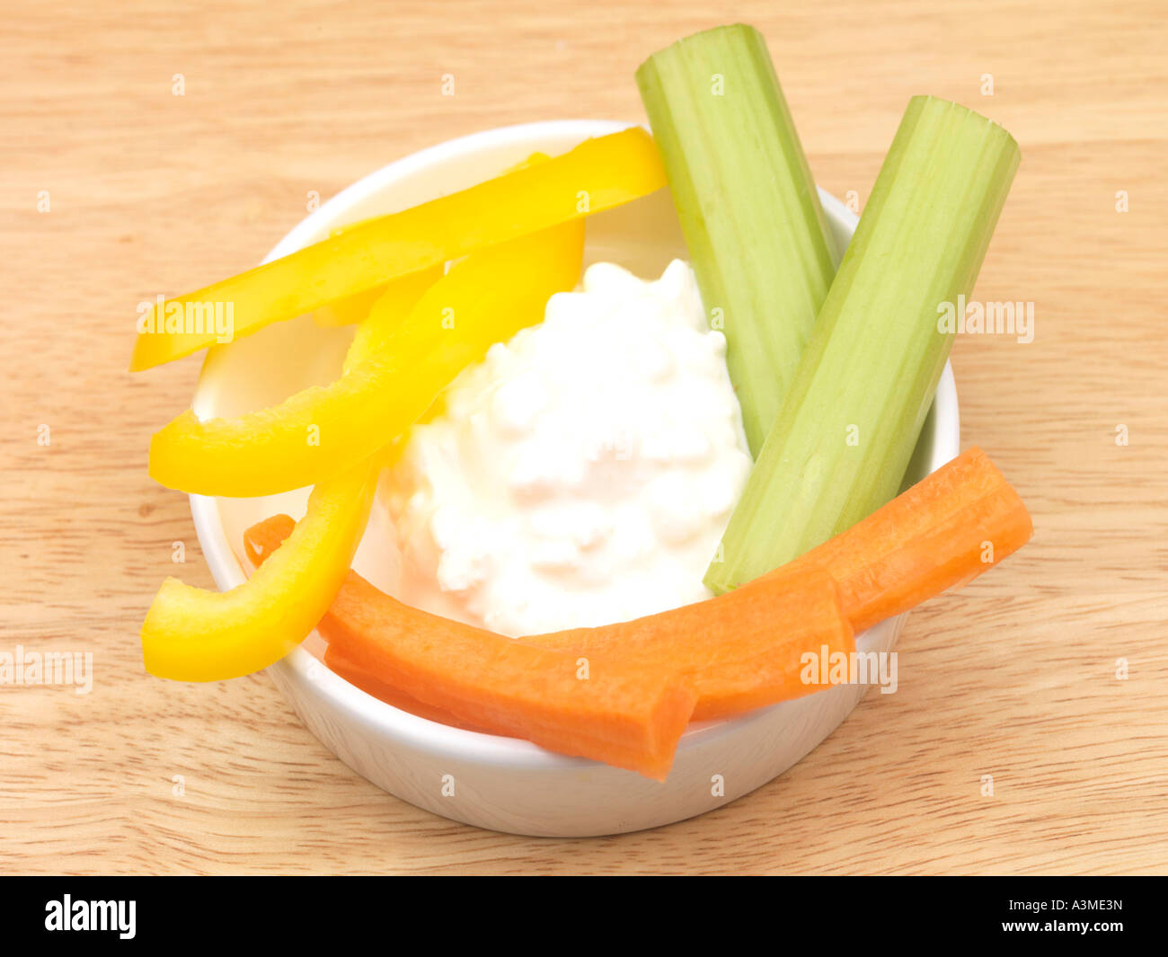 Vegetable Sticks with Cottage Cheese Stock Photo - Alamy