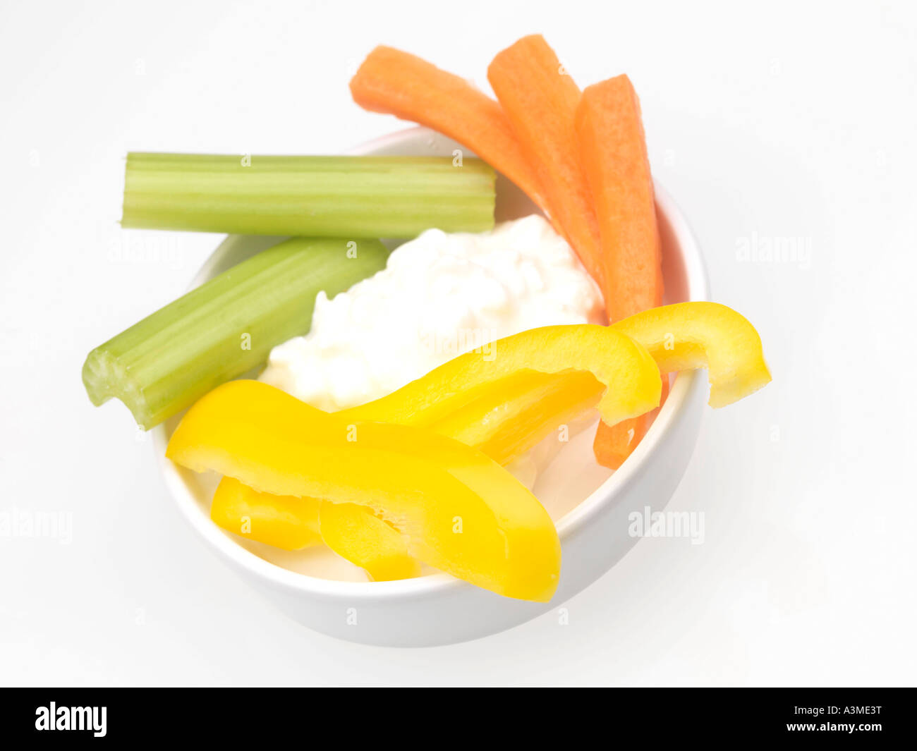 Vegetable Sticks with Cottage Cheese Stock Photo - Alamy