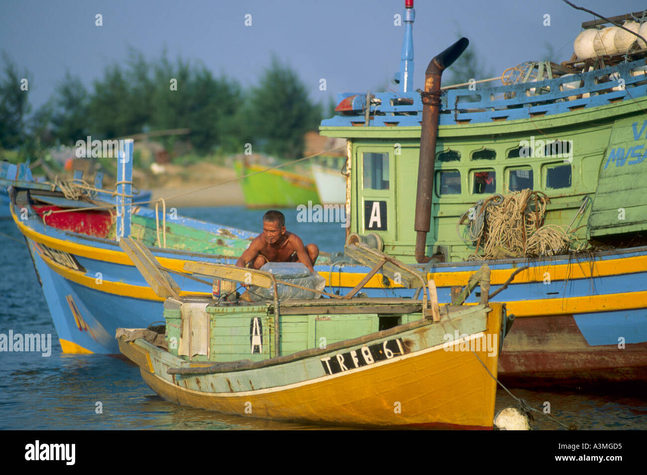 Malaysia Marang fishing boats Stock Photo - Alamy