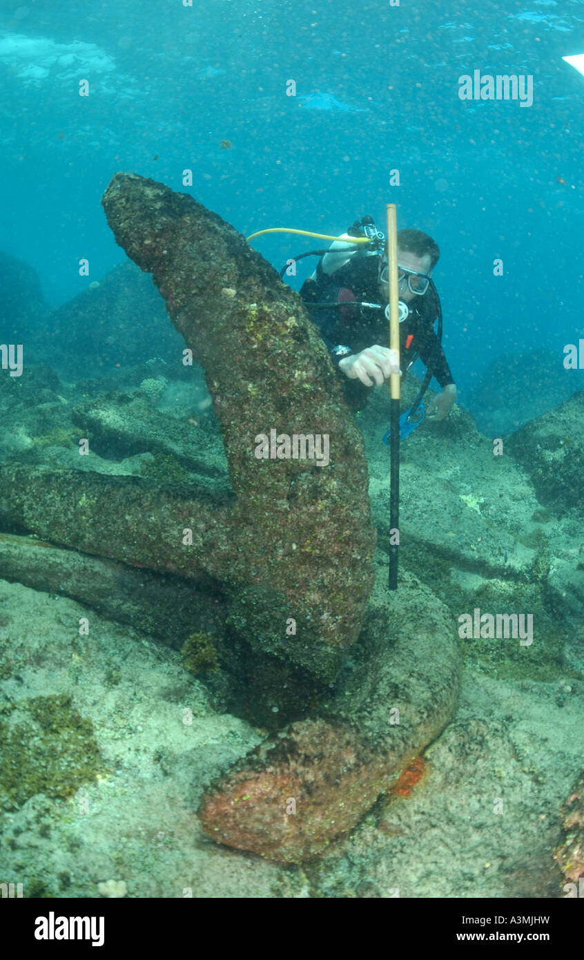 diver on Cornwallis wreck. Pitcarn Island Stock Photo - Alamy