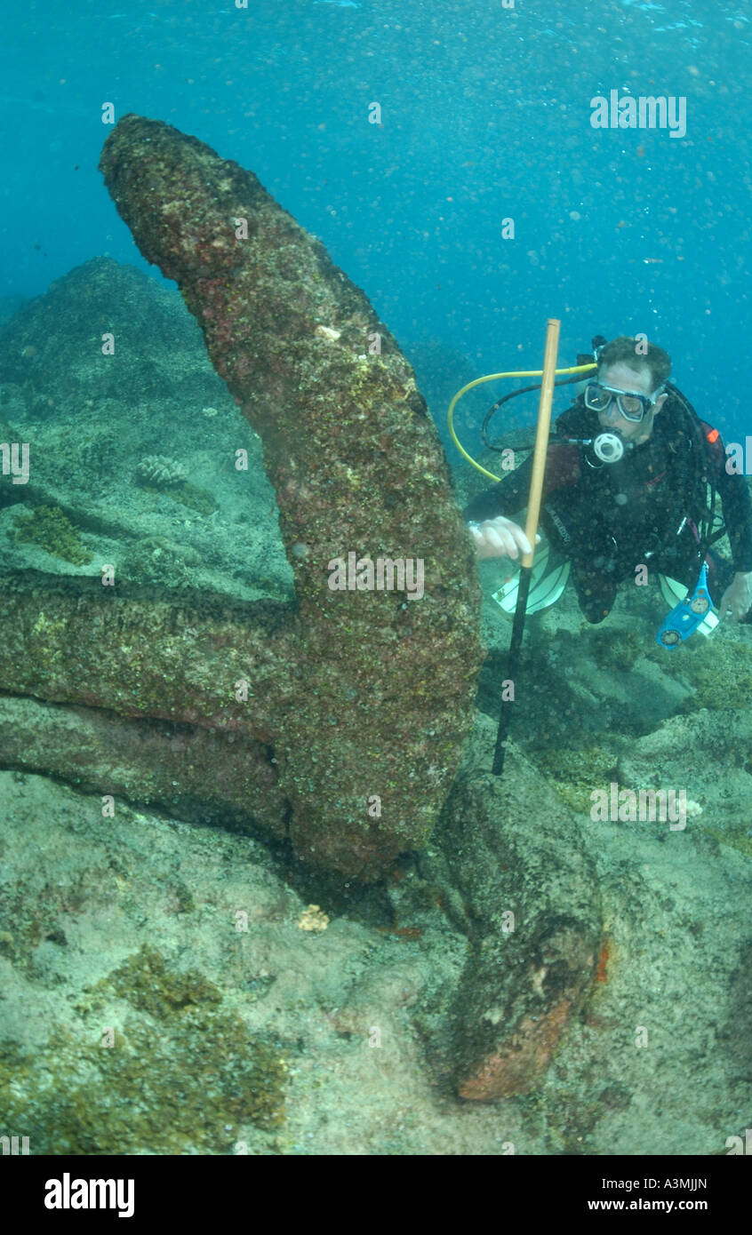 diver on Cornwallis wreck. Pitcarn Island Stock Photo - Alamy