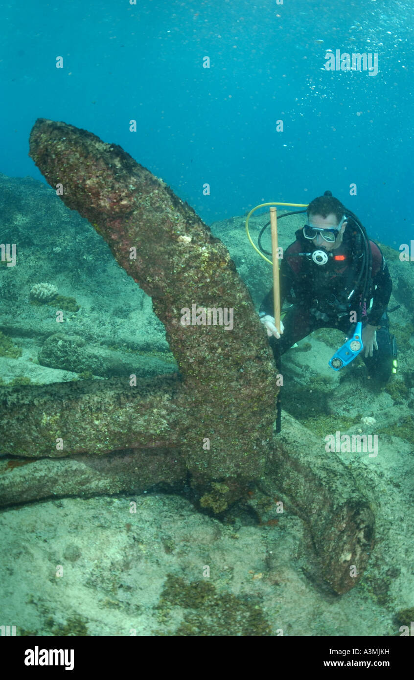 diver on Cornwallis wreck. Pitcarn Island Stock Photo - Alamy