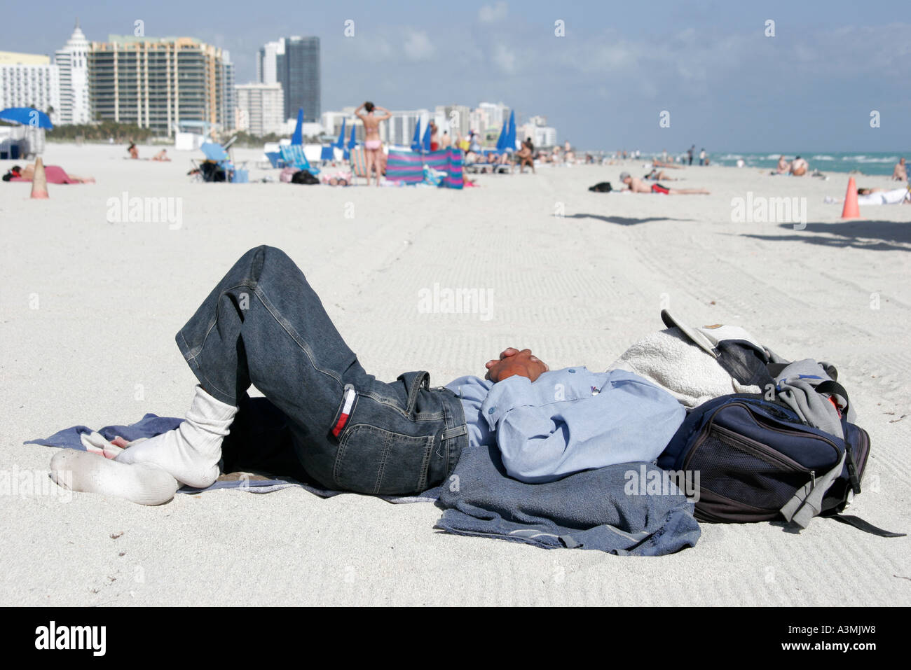 Miami Beach Florida,Atlantic Ocean shore,vagrant,homeless,beggar ...