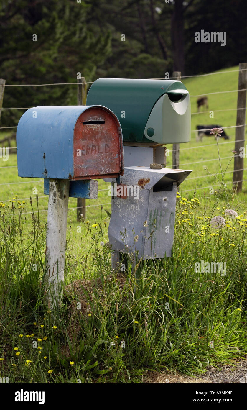 Pair of mailboxes North Island New Zealand Stock Photo - Alamy