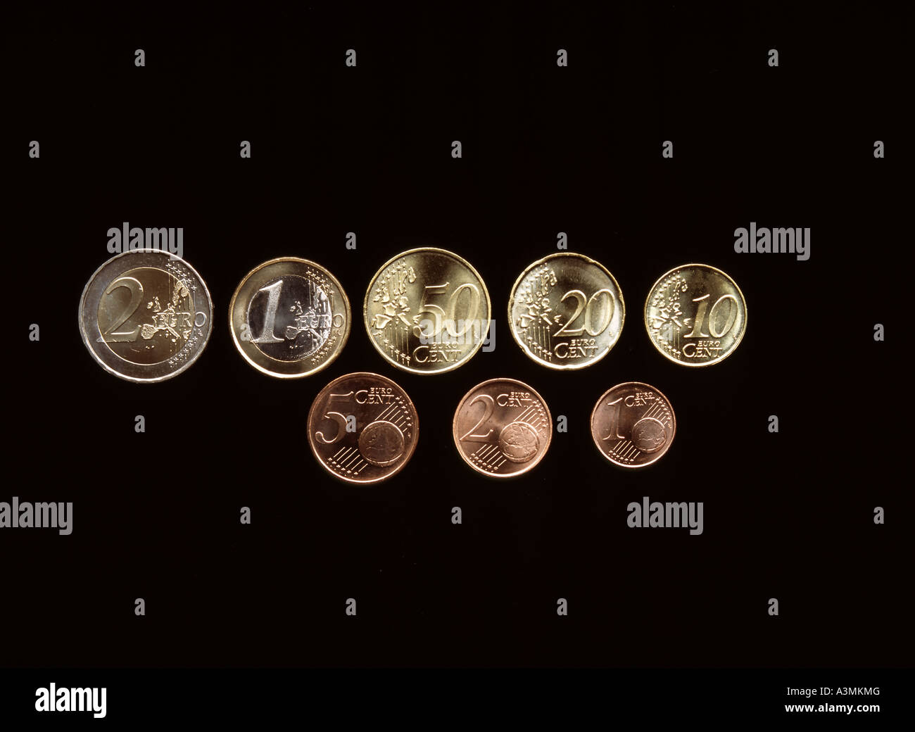 THE 8 DIFFERENT EURO AND CENT COINS Stock Photo - Alamy