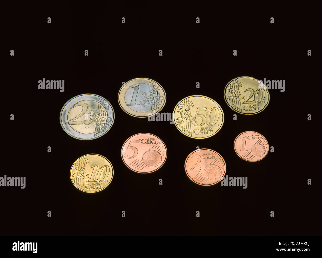 THE 8 DIFFERENT EURO AND CENT COINS Stock Photo - Alamy