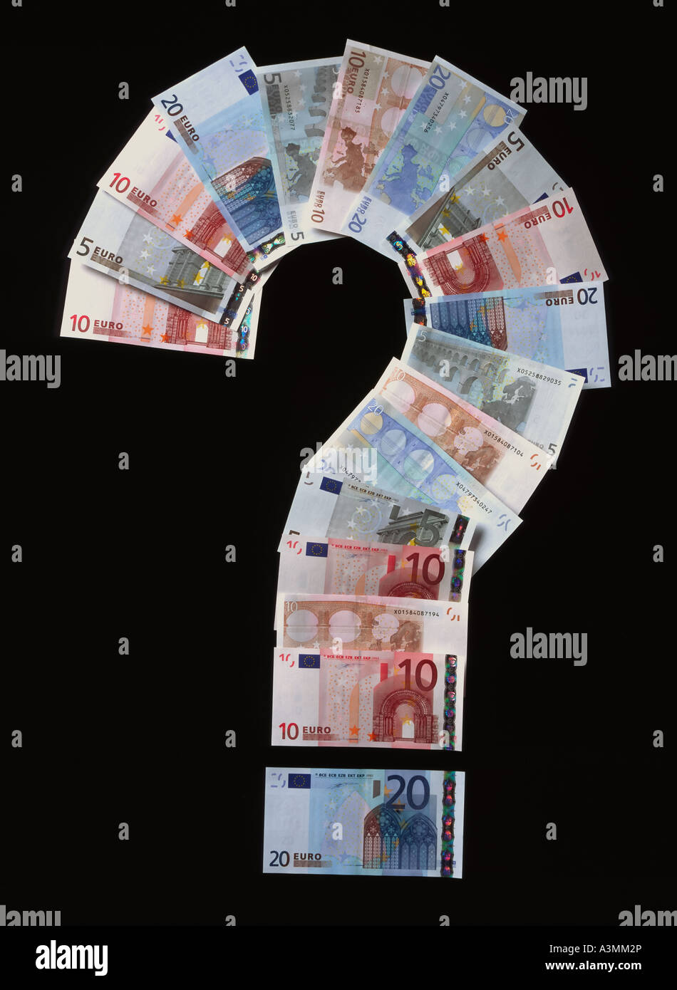 QUESTION MARK MADE WITH EURO BANKNOTES Stock Photo - Alamy