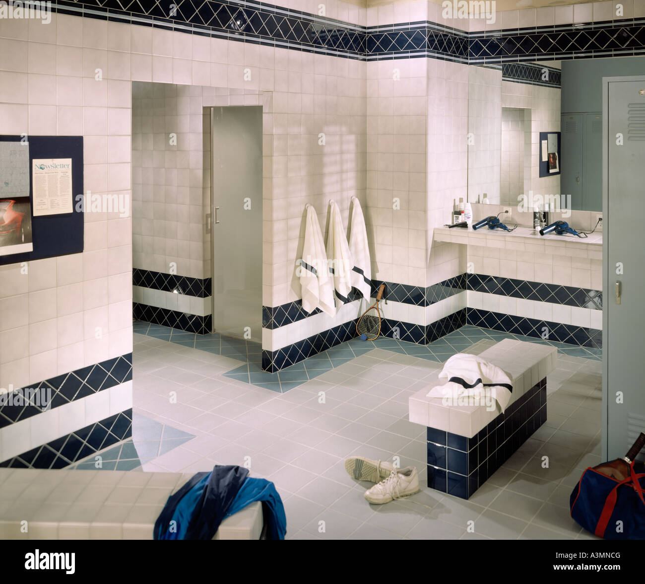 interior gym gymnasium locker room ceramic tile Stock Photo - Alamy