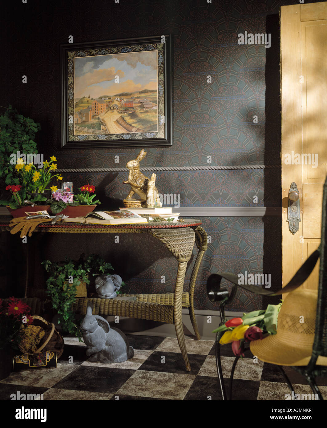 room interior front door entrance hall hallway pattern ceramic floor ...