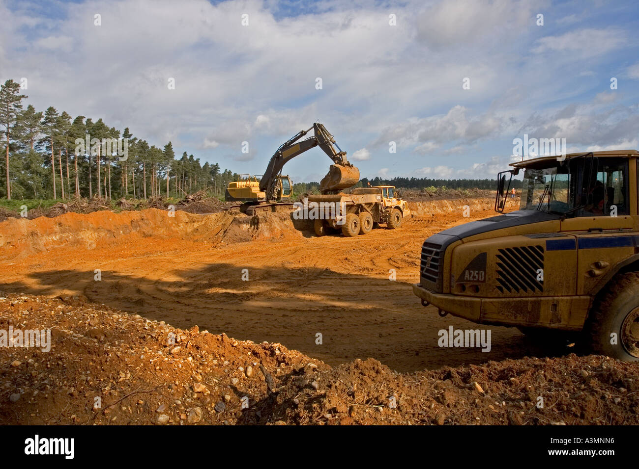 Mining sandstone gravel from quarry, which will be restored to ...