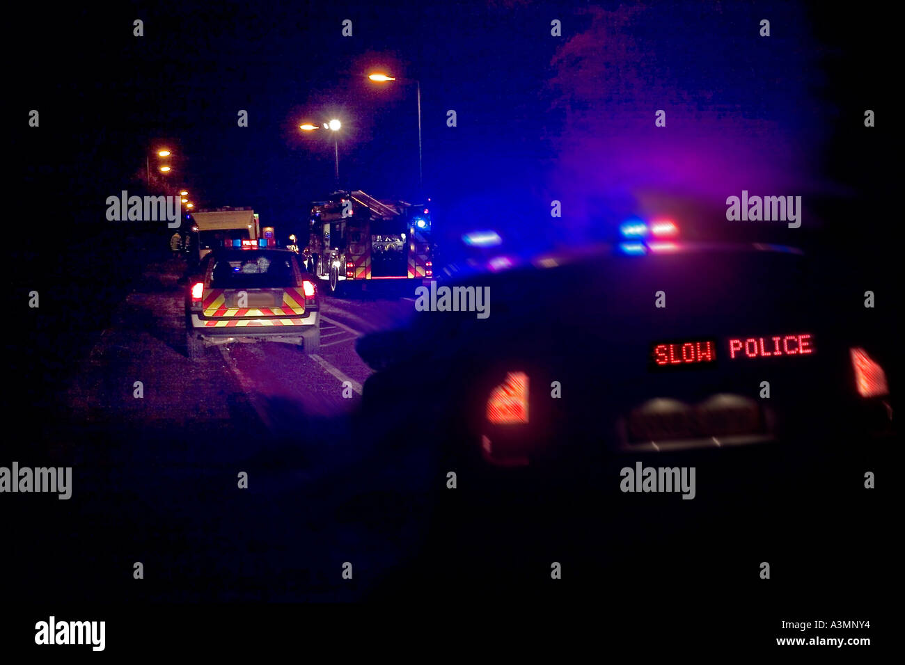 Emergency Services attending the scene of a road traffic accident at ...