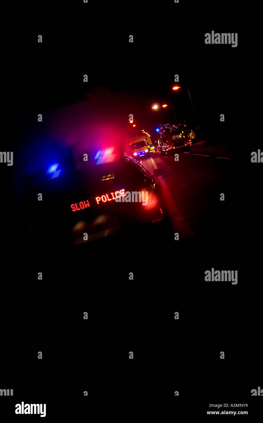 Emergency Services attending the scene of a road traffic accident at ...