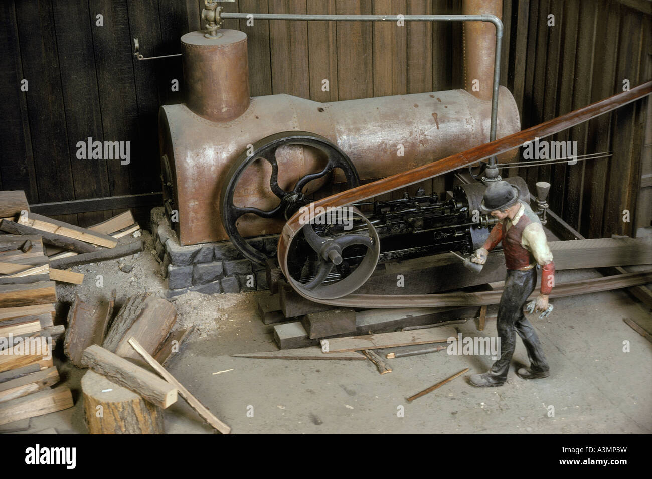 1 one antique scale model of steam engine design for coal mine saw mill ...