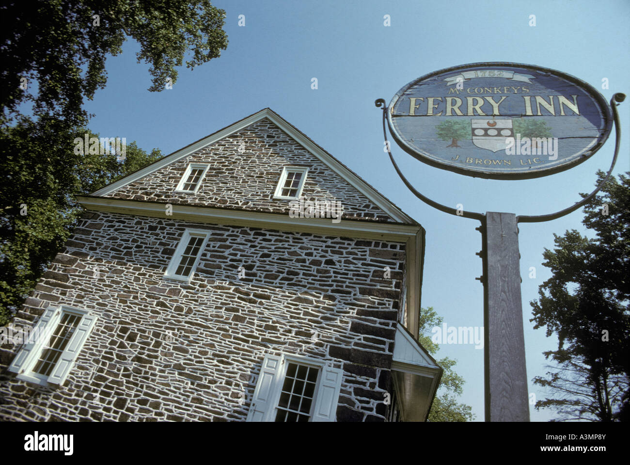 Washingtons crossing Ferry Inn stone building early american Stock ...