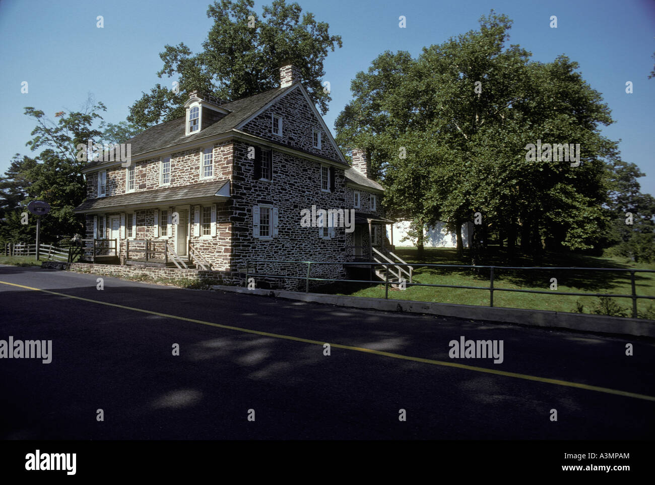 Washingtons crossing Ferry Inn split rail fence early american stone ...