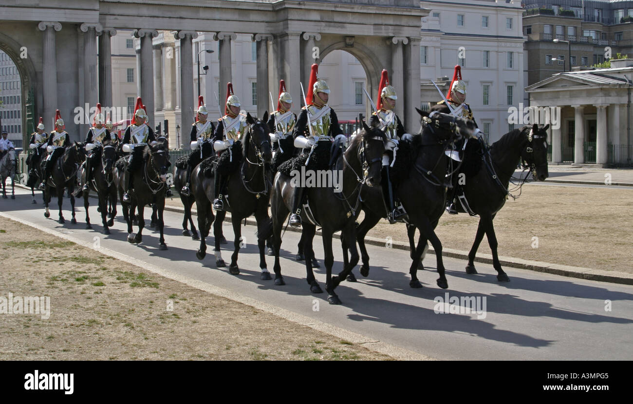 Mounted soldiers from the Blues and Royals regiment which forms part of ...