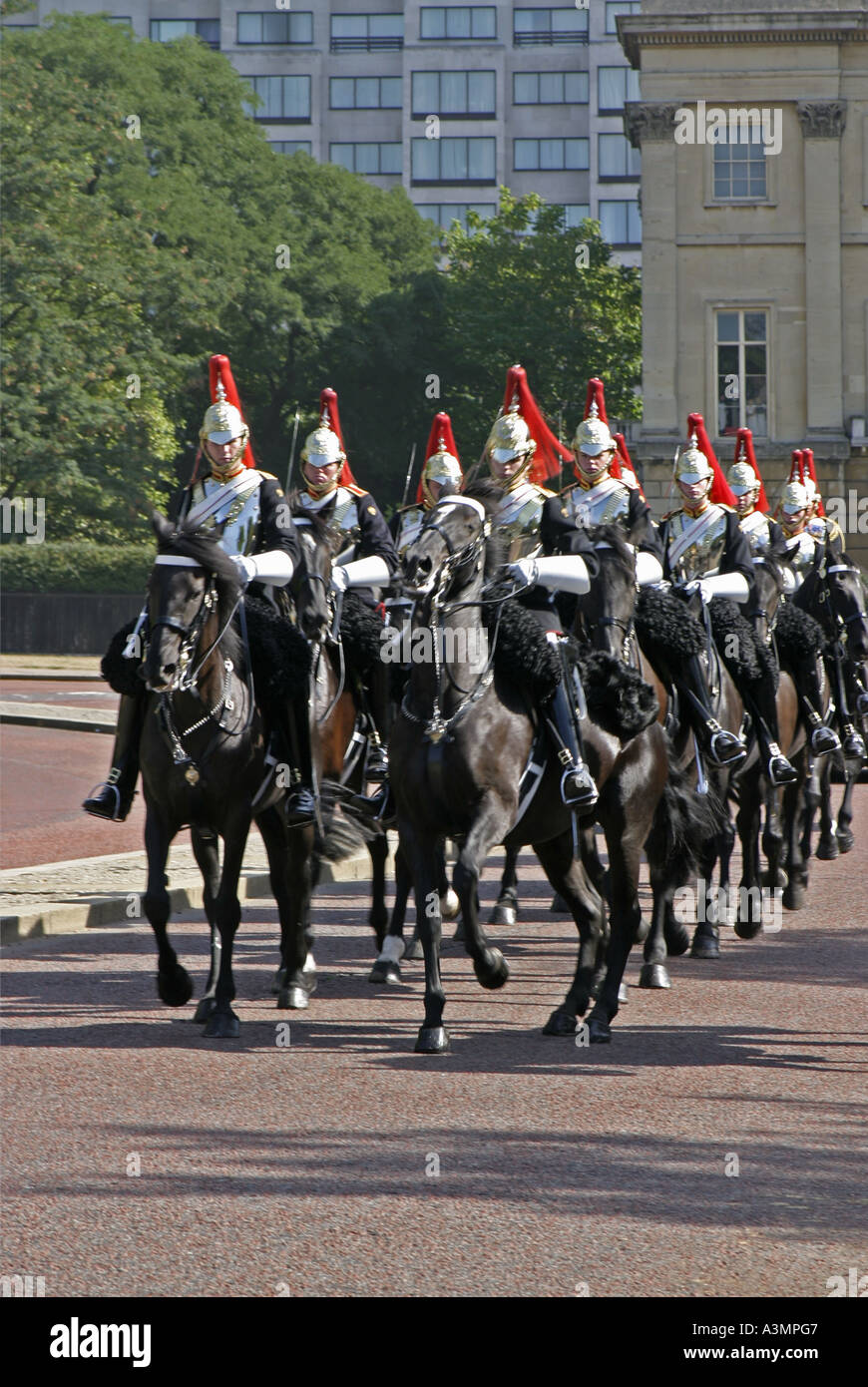 Mounted soldiers from the Blues and Royals regiment which forms part of ...
