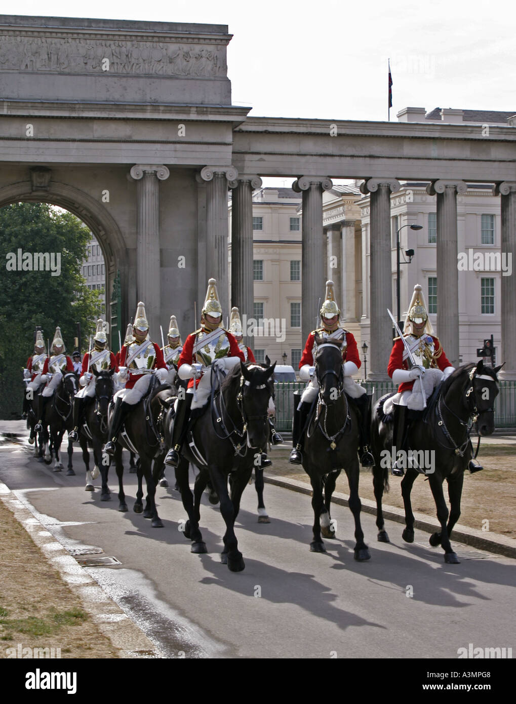 Mounted guardsmen from the Life Guards Regiment which forms part of the ...