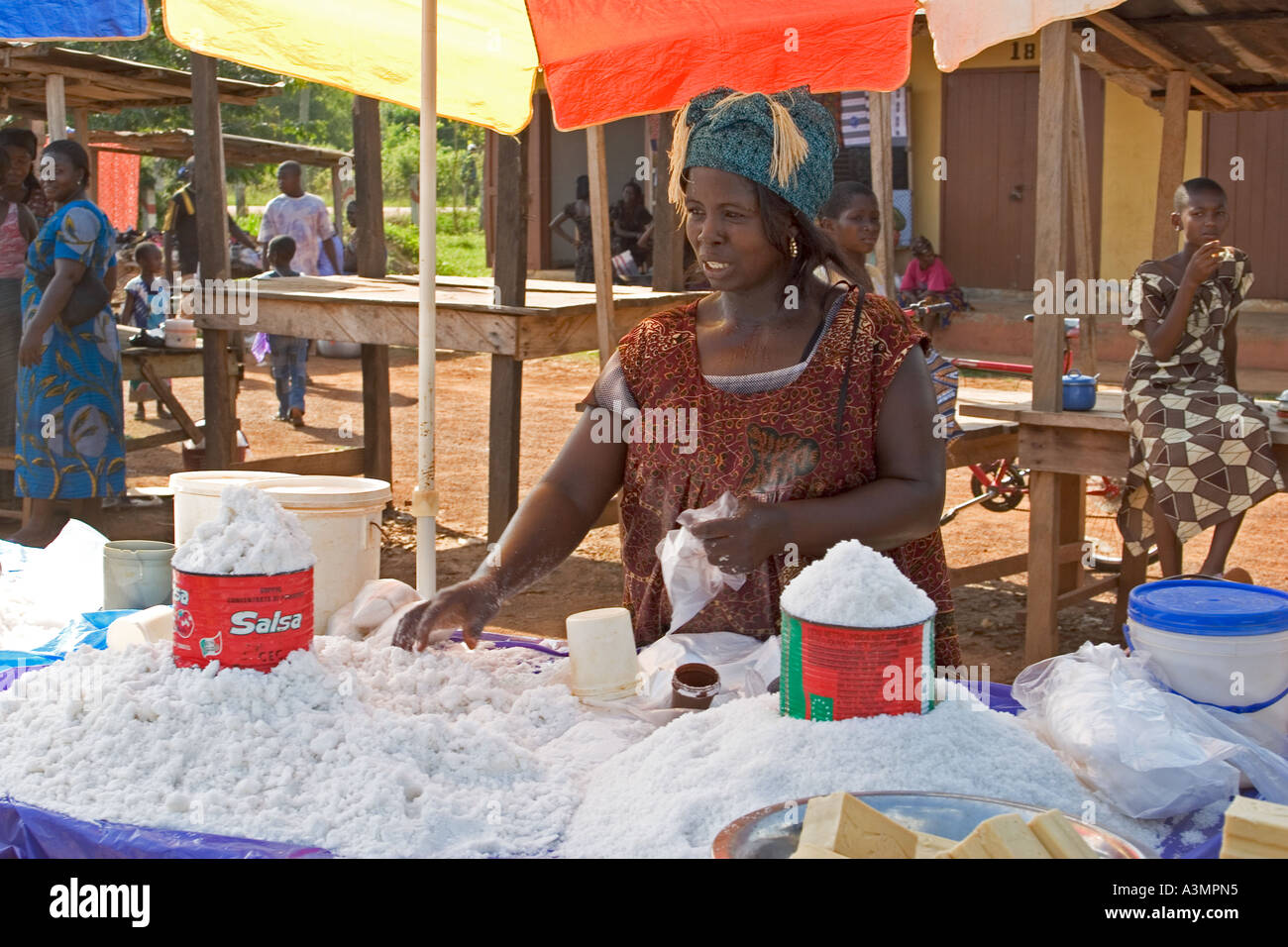 woman selling salt in village market, Central Ghana Stock Photo - Alamy