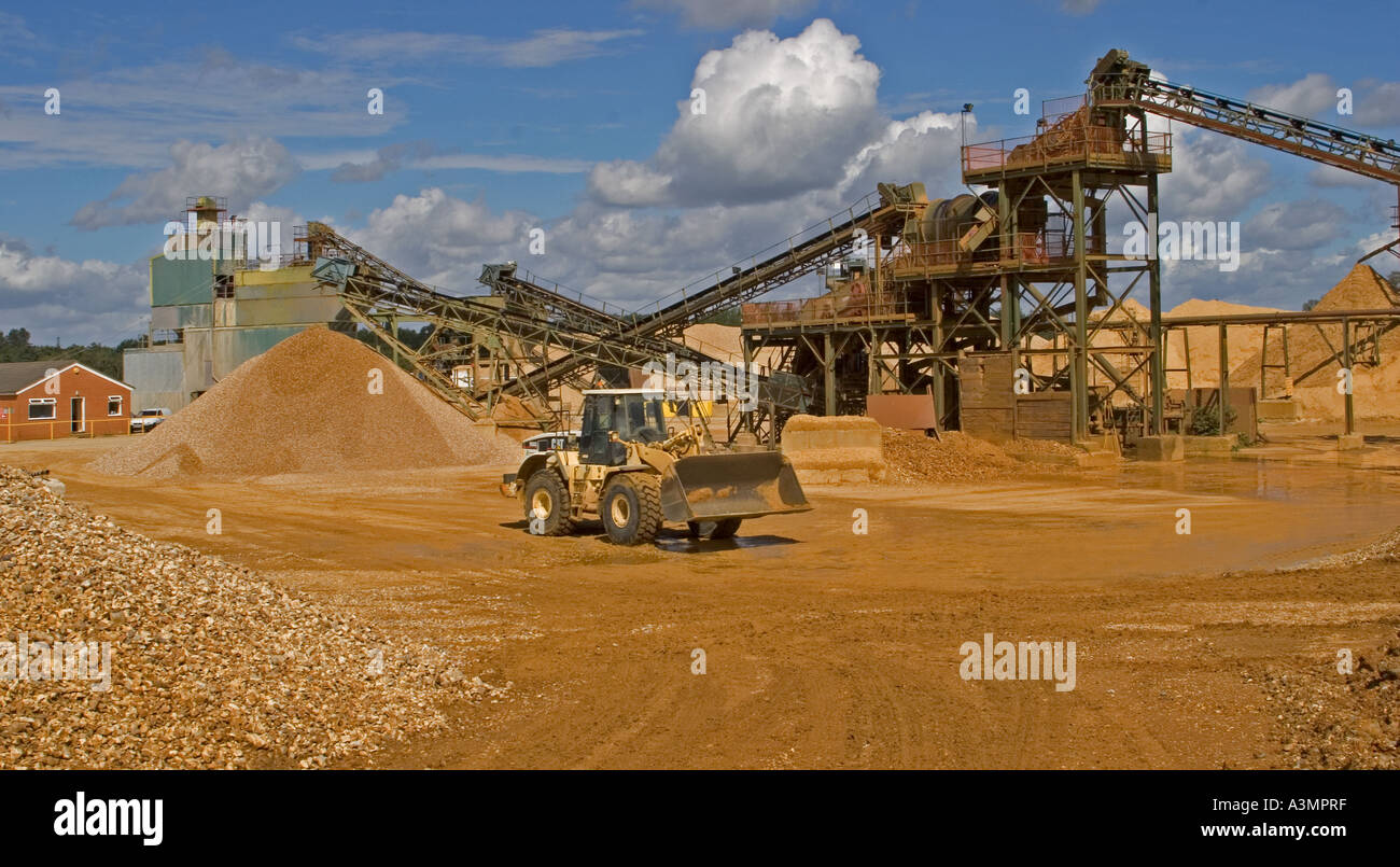 Overview of quarry processing plant including stockpiles Stock Photo ...