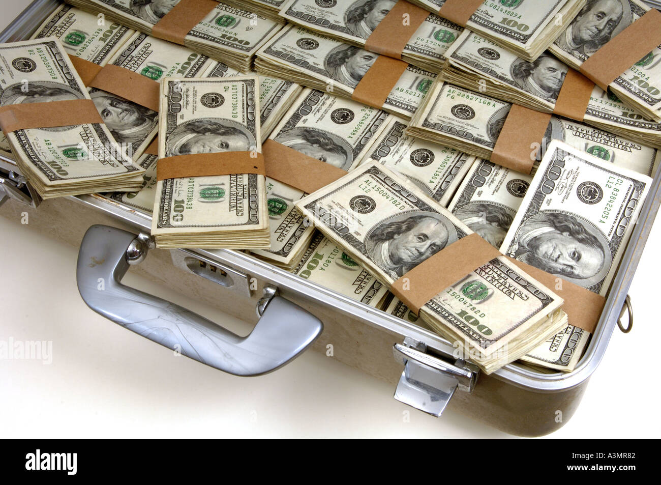 brief case full of 100 bills US Stock Photo - Alamy