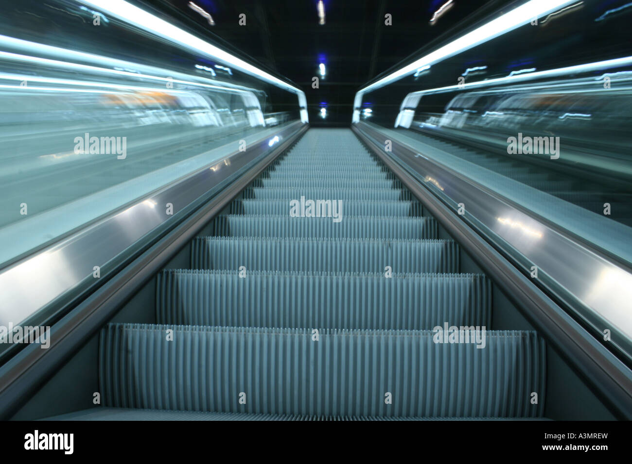 Escalator with blue lights hi-res stock photography and images - Alamy