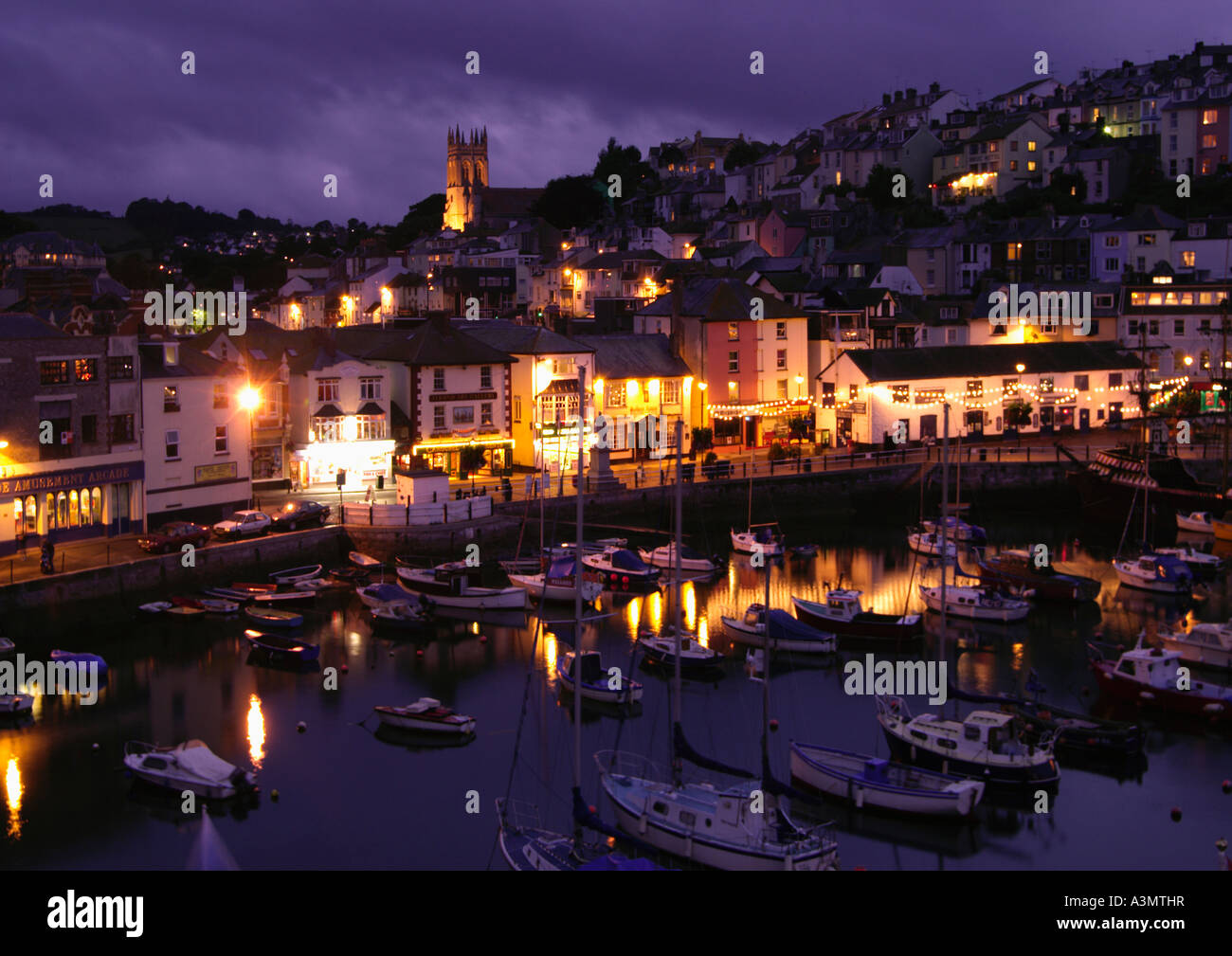 Brixham harbour at night hi-res stock photography and images - Alamy