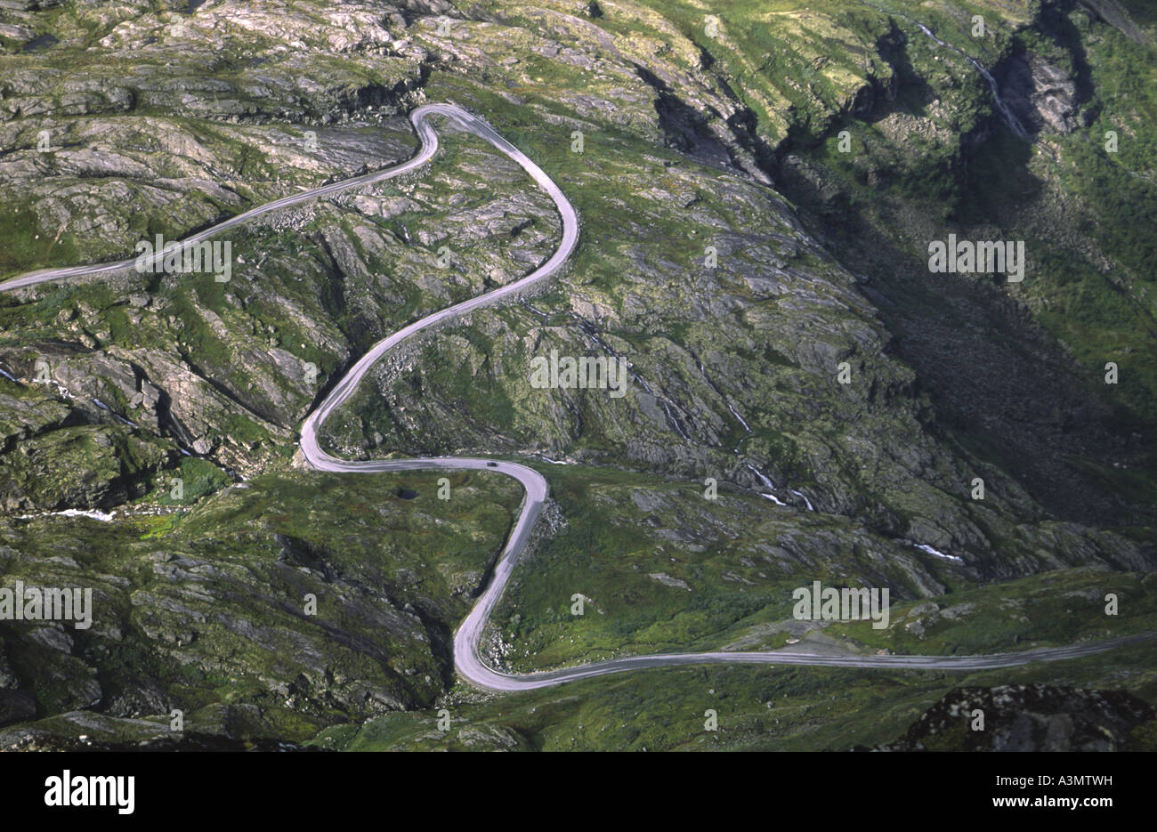 Winding snaking road in Norway near Geiranger Stock Photo - Alamy