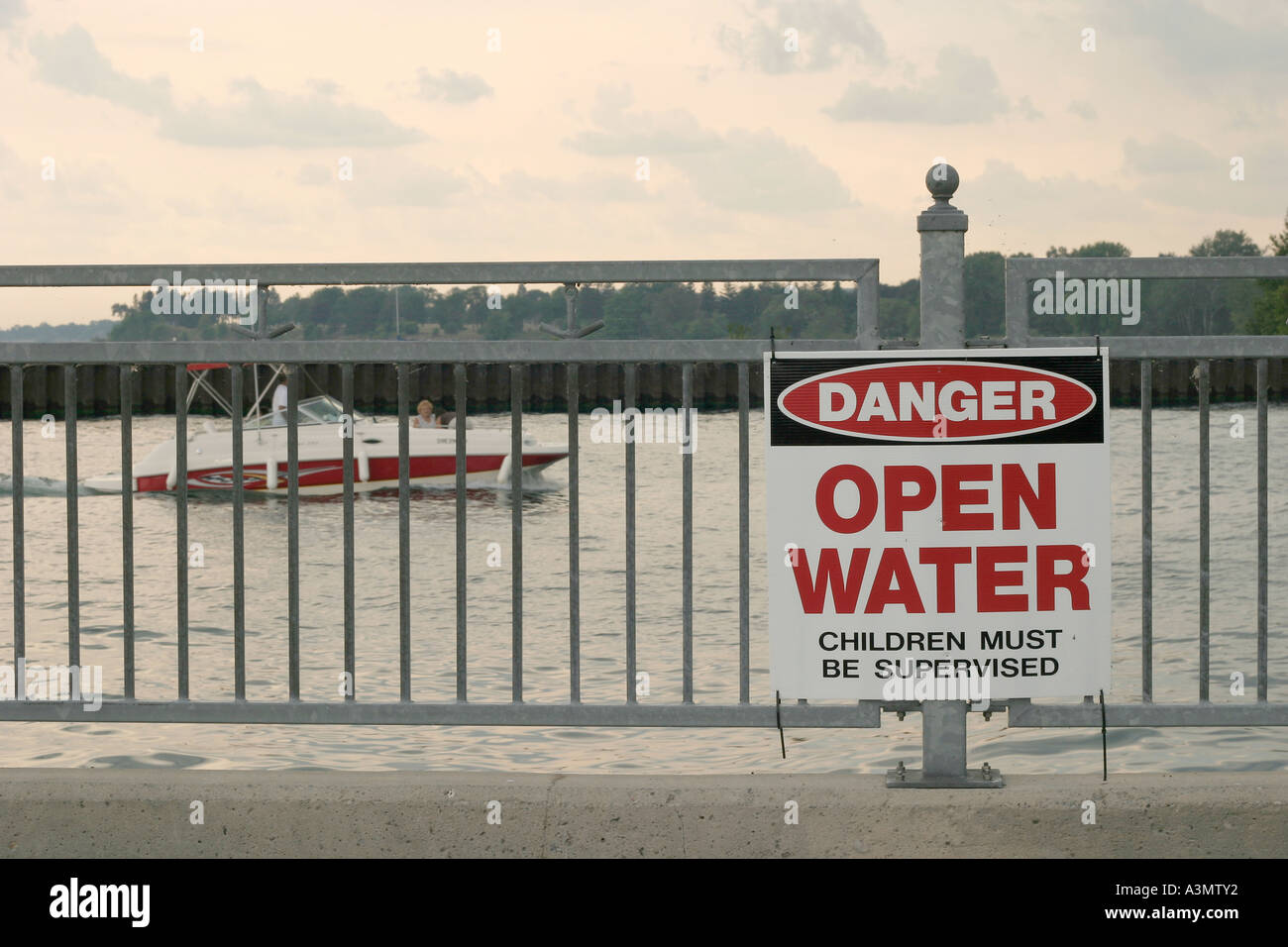 Open water sign and harbour front of Whitby, Ontario - Canada Stock ...