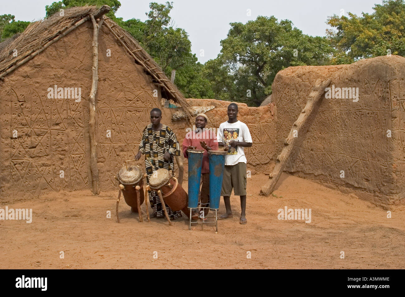 Talking Drums of West Africa, Mognori Village, Northern Ghana Stock ...