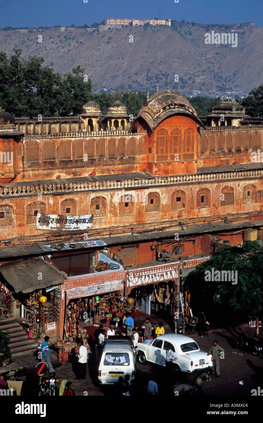 Jaipur on Three Levels Tiger Fort Hawa Mahal and Street India Stock ...