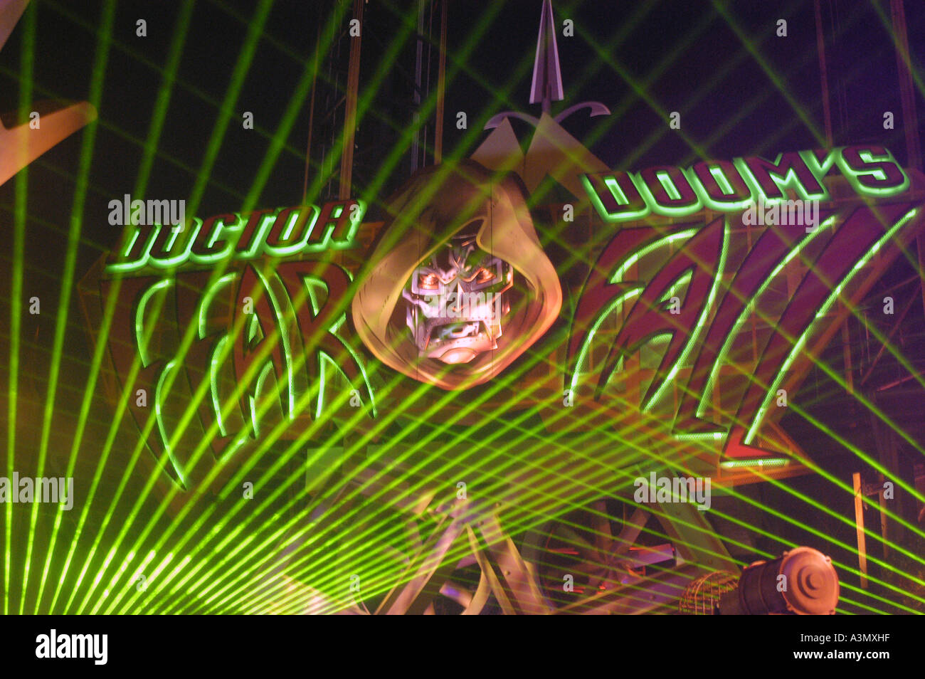 Orlando Universal Studios Dr Doom at night Stock Photo - Alamy