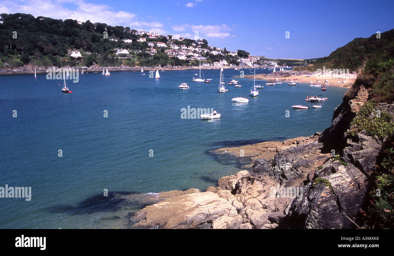 Mill Bay and Salcombe Harbour viewed from Biddlehead Point Stock Photo ...